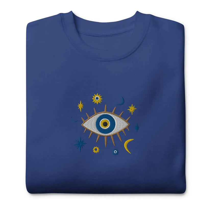 Greek Evil Eye Embroidered Sweatshirt – The Global Wanderer