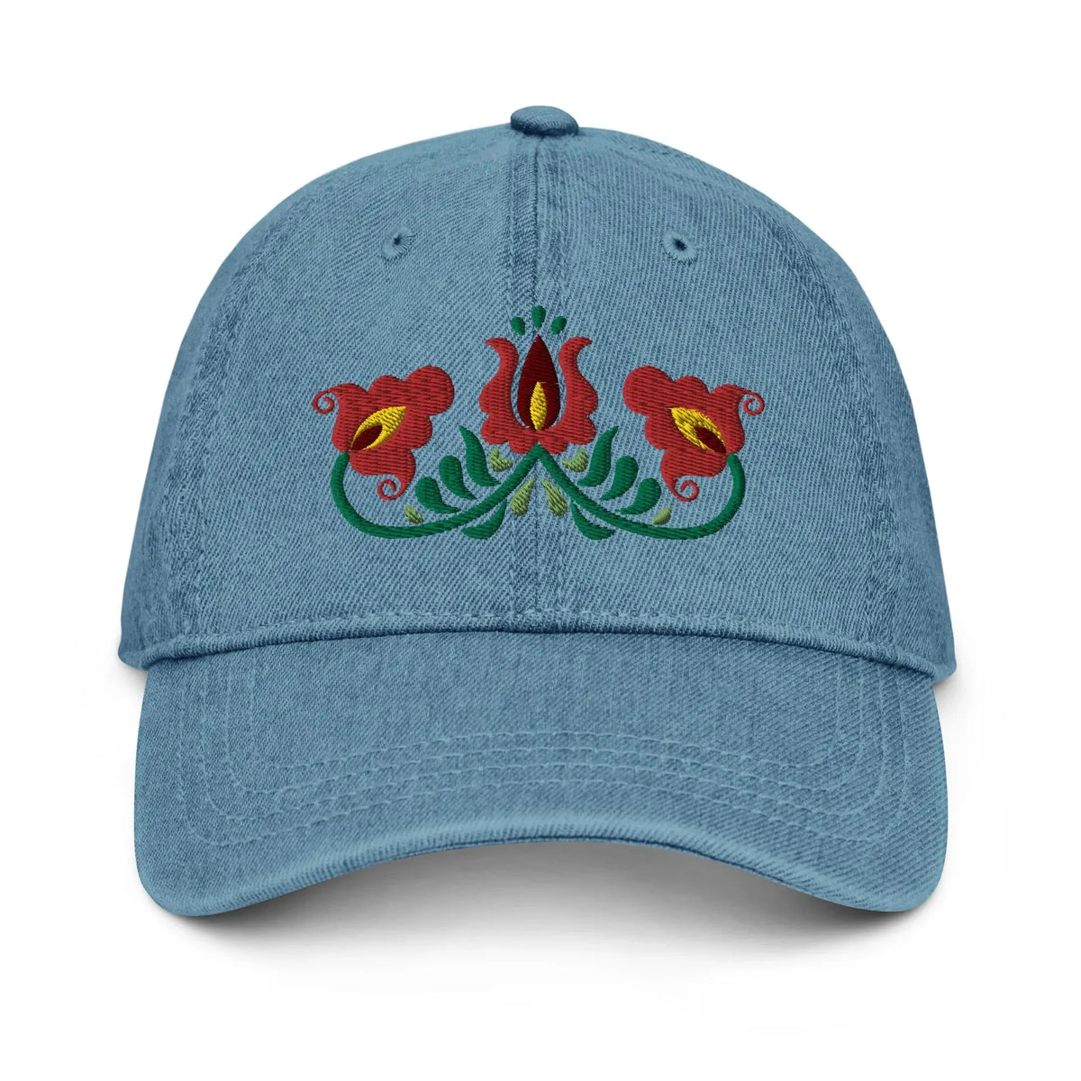 Hungarian Matyó Embroidered Denim Dad Hat – The Global Wanderer