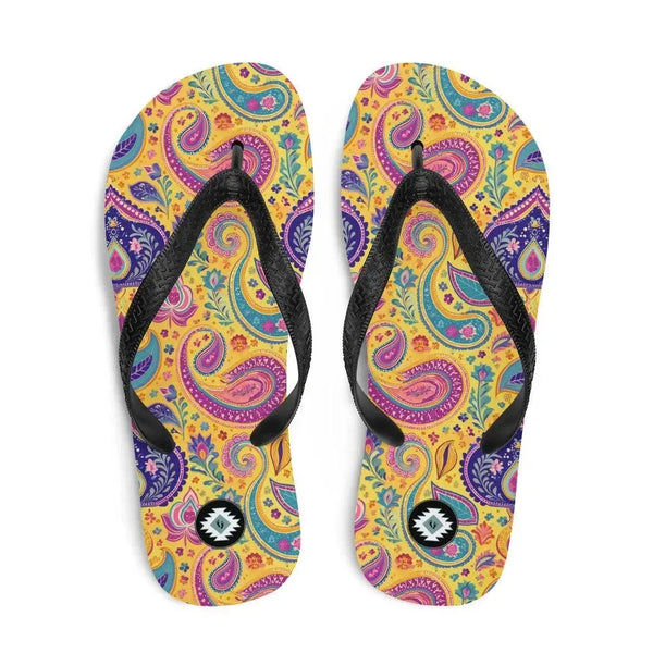 Indian Whimsical Paisley Flip Flops | Globally Inspired Beach Sandals ...