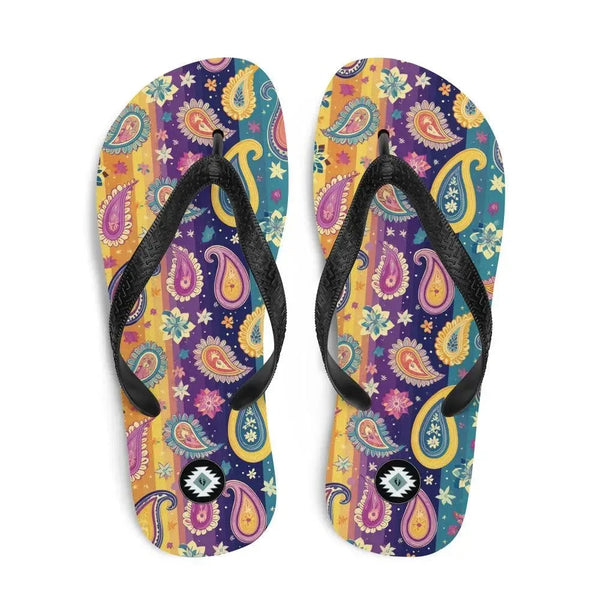 Indian Whimsical Paisley Flip Flops | Globally Inspired Beach Sandals ...