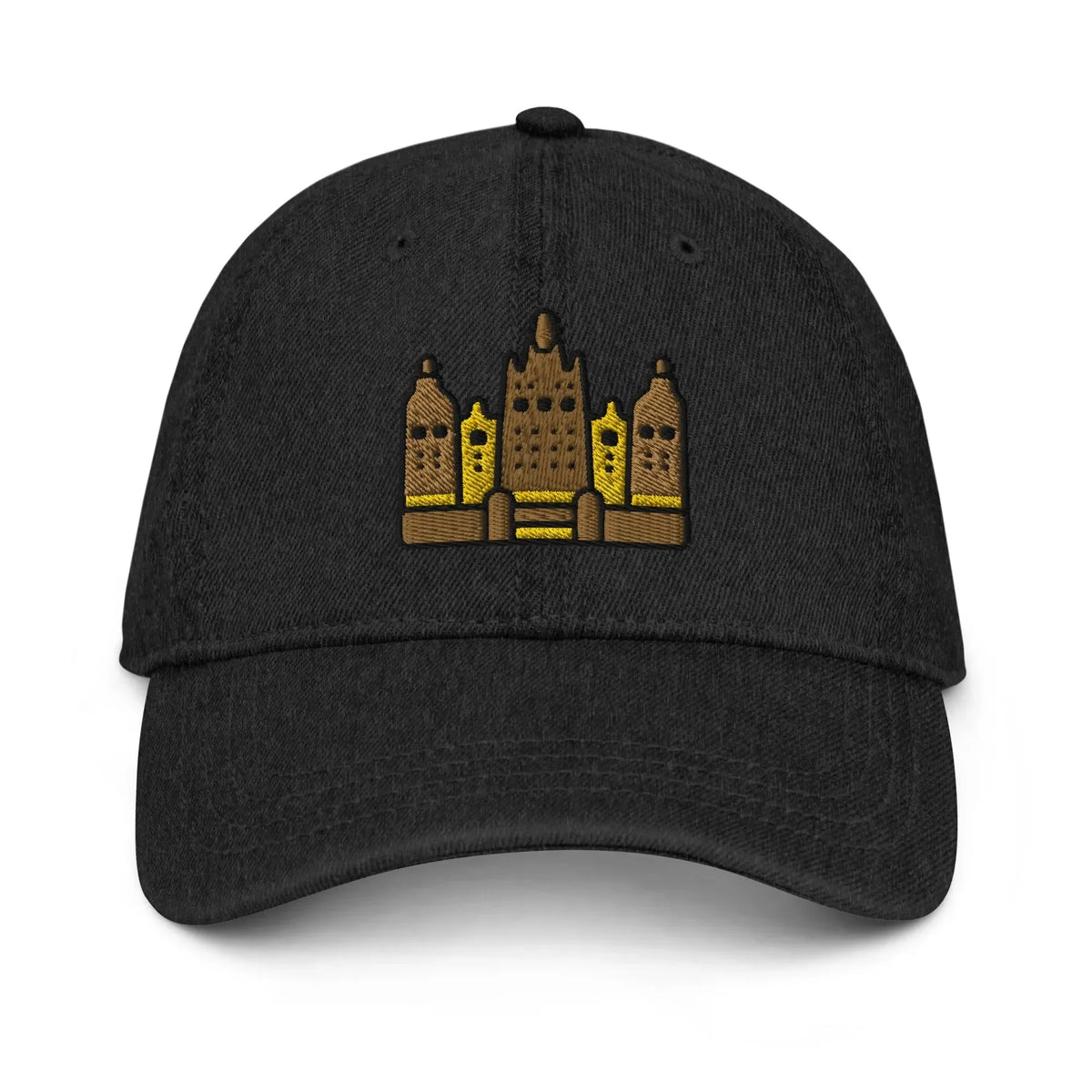 Malian Great Mosque Embroidered Denim Dad Hat | Globally Inspired – The ...