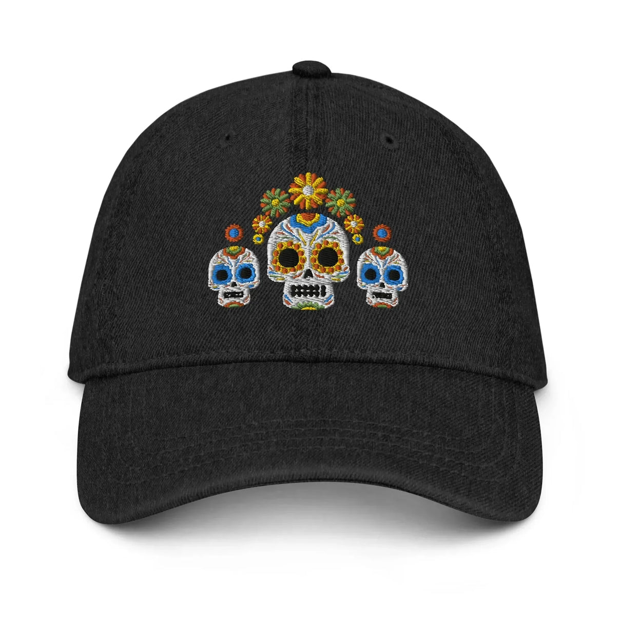 Mexican Day of the Dead Embroidered Denim Dad Hat – The Global Wanderer