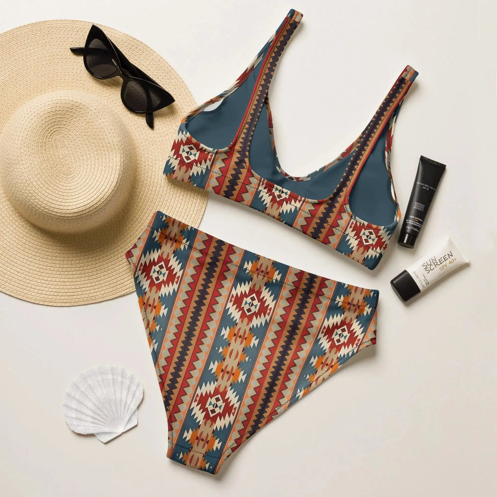 Native American Sunset Recycled High-Waisted Bikini – The Global Wanderer