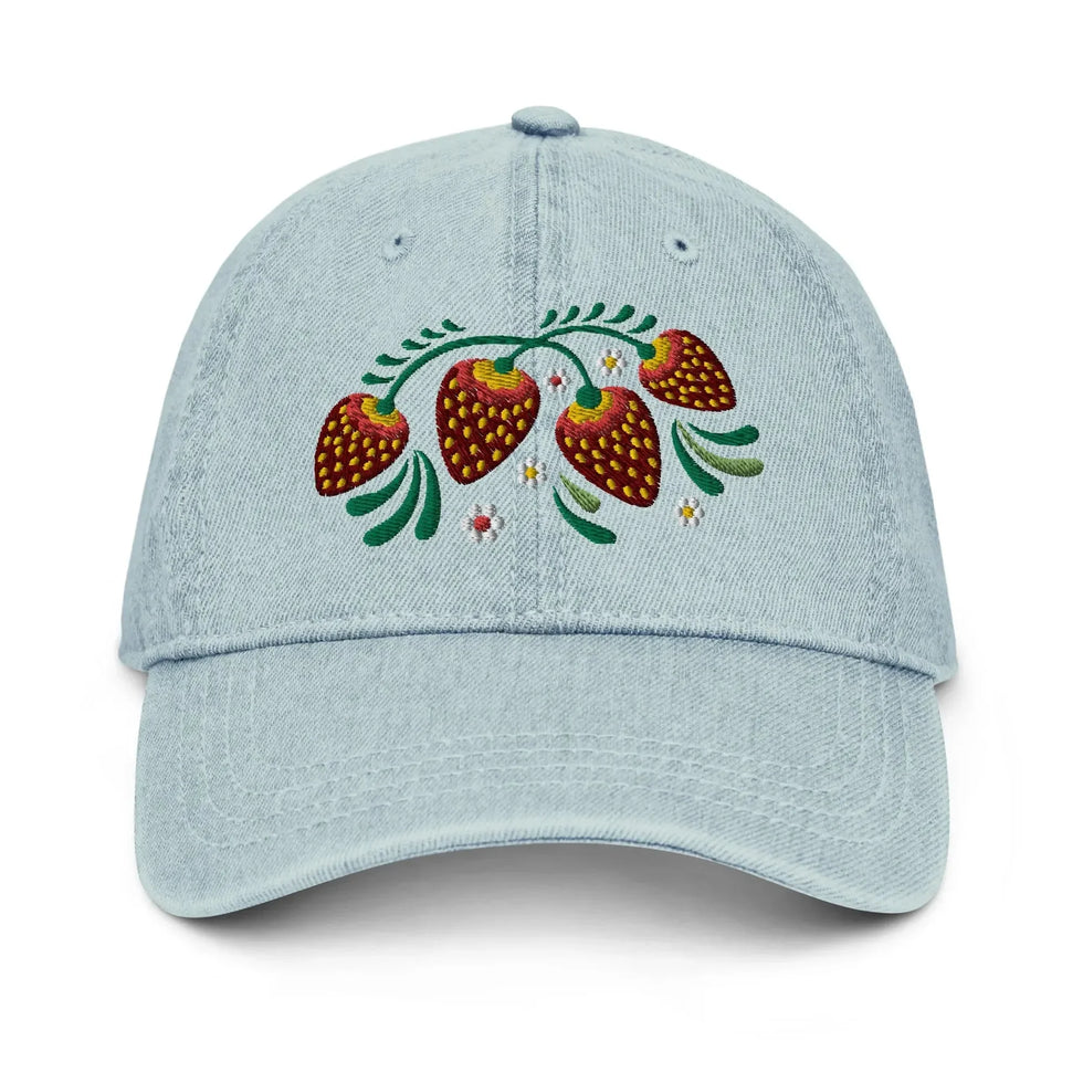 Russian Khokhloma Embroidered Denim Dad Hat – The Global Wanderer