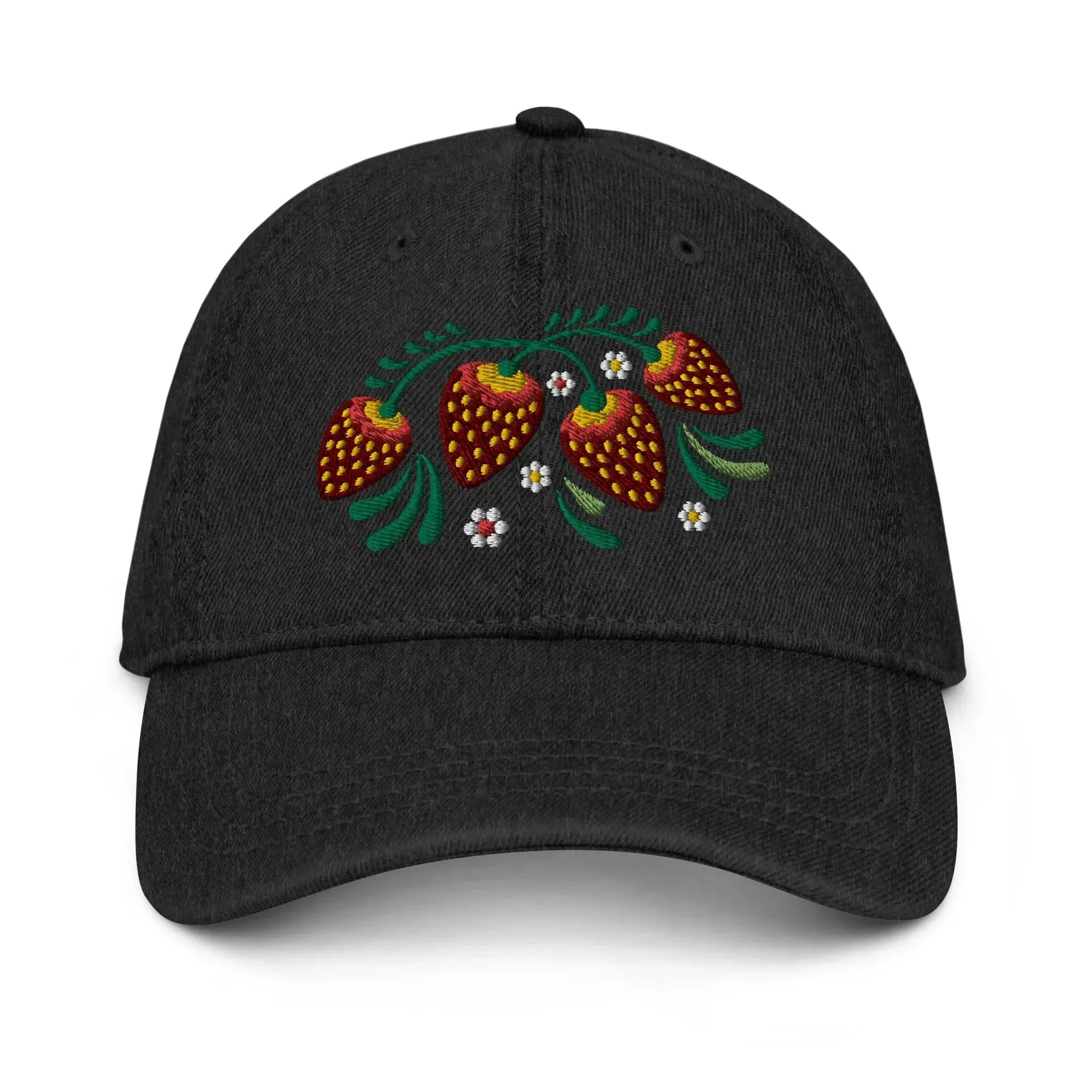 Russian Khokhloma Embroidered Denim Dad Hat – The Global Wanderer