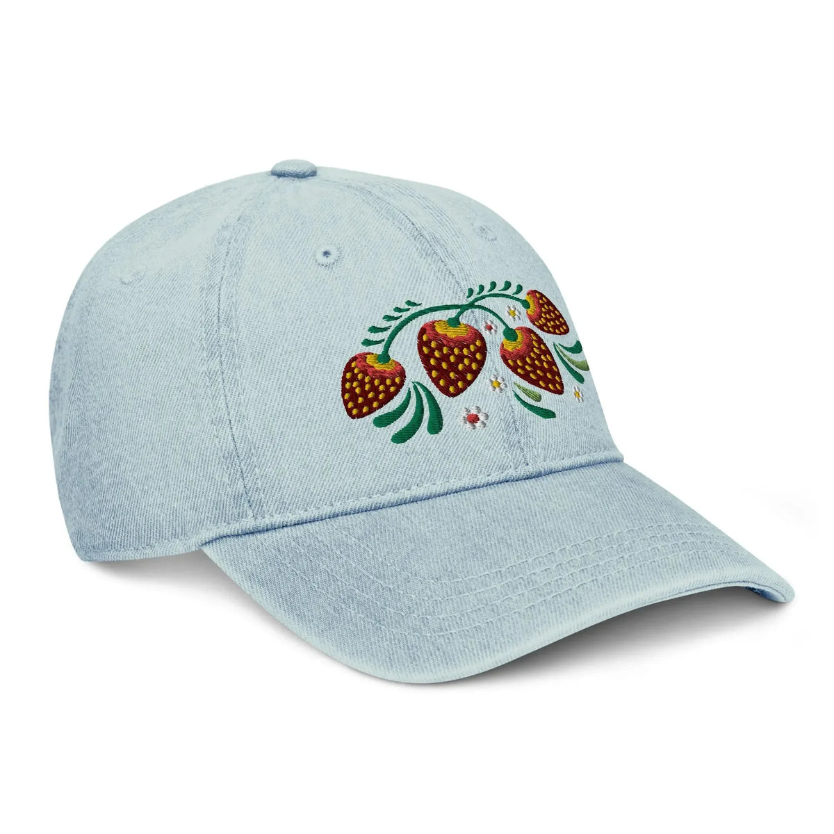 Russian Khokhloma Embroidered Denim Dad Hat – The Global Wanderer