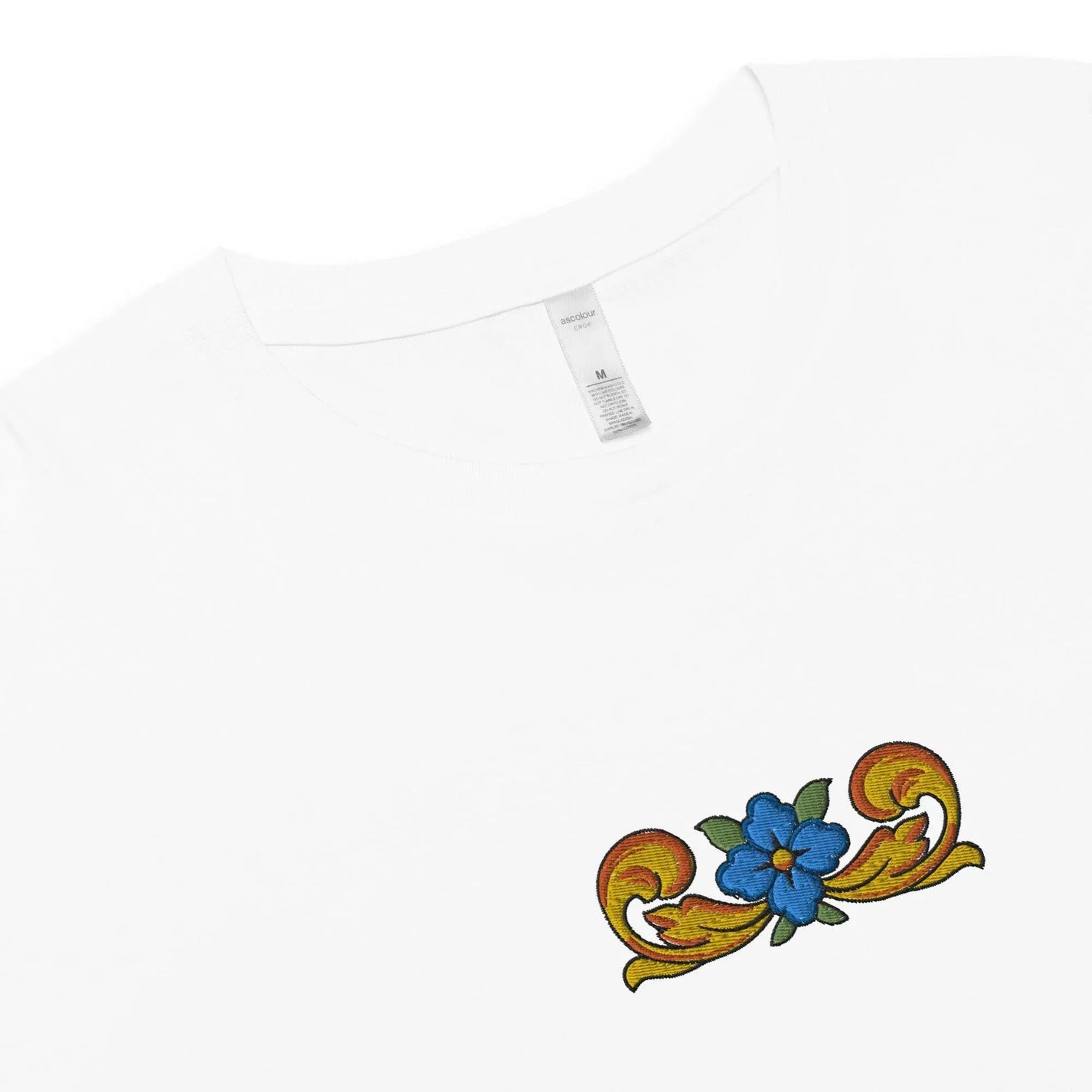 Sicilian Tile Embroidered Cropped T-Shirt – The Global Wanderer