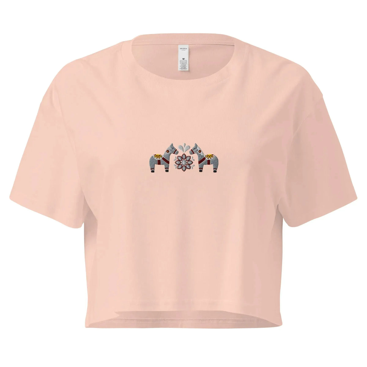Swedish Gray Dala Horse Embroidered Cropped T-Shirt – The Global Wanderer