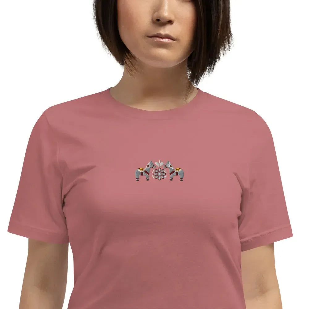 Swedish Gray Dala Horse Embroidered T-Shirt – The Global Wanderer